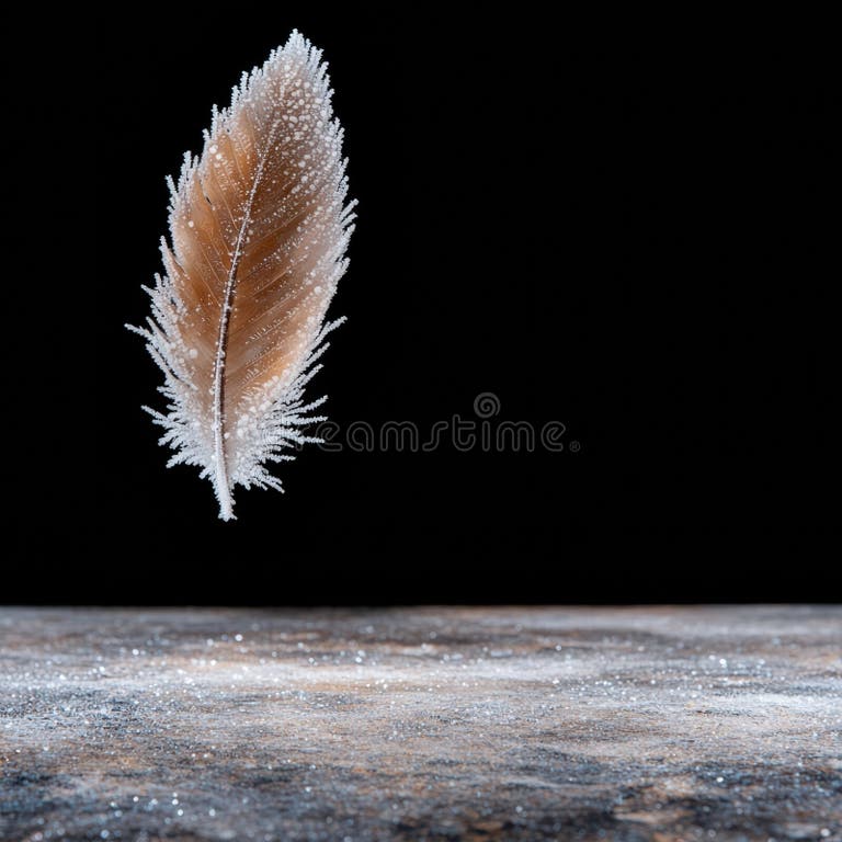 Frozen Feather on Icy Surface Stock Illustration - Illustration of ...
