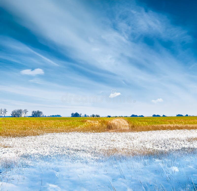 Frozen Fields, Winter Landscape Stock Photo - Image of scenery, frozen ...