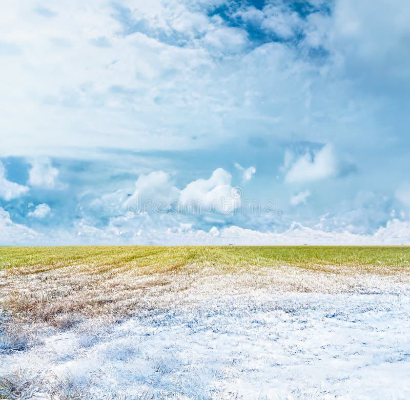 Frozen Fields, Winter Landscape Stock Photo - Image of blue, snowbound ...