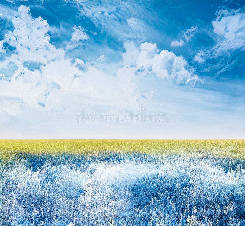 Frozen Fields, Winter Landscape Stock Illustration - Illustration of ...