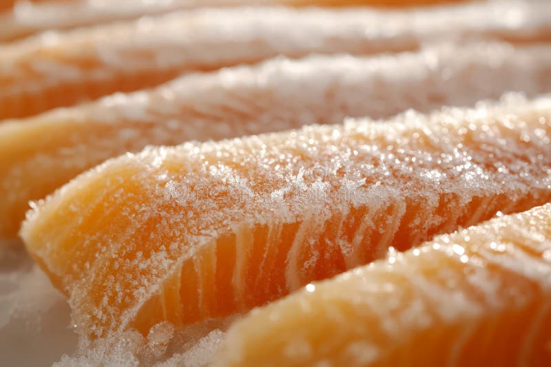 Frozen Fish Fillets with Ice Layer Stock Illustration - Illustration of ...