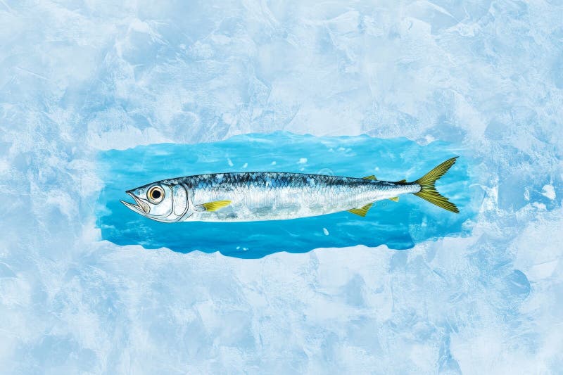 Frozen Fish on Ice Background: Fresh Seafood Stock Image - Image of ...