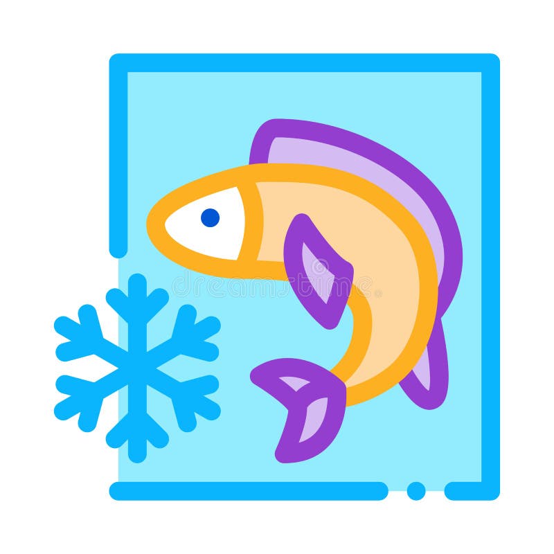 Frozen Fish Icon Vector Outline Illustration Stock Vector ...