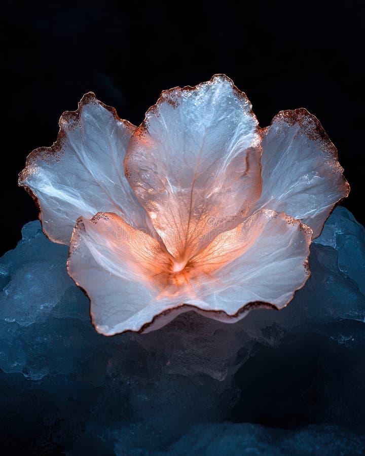 Frozen Flower with Glowing Center Stock Illustration - Illustration of ...