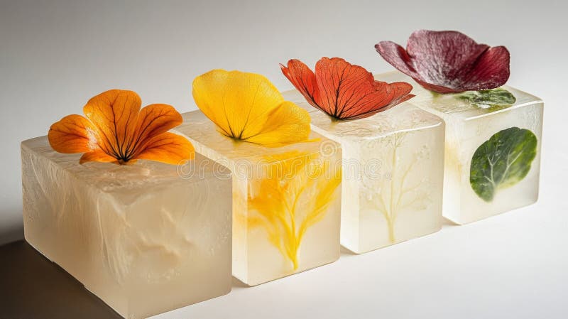 Frozen Flower Ice Cubes Still Life Stock Illustration - Illustration of ...
