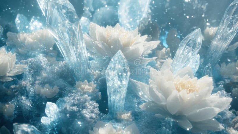 Frozen Flowers & Crystals Stock Photo - Image of frozen, frost: 366854588