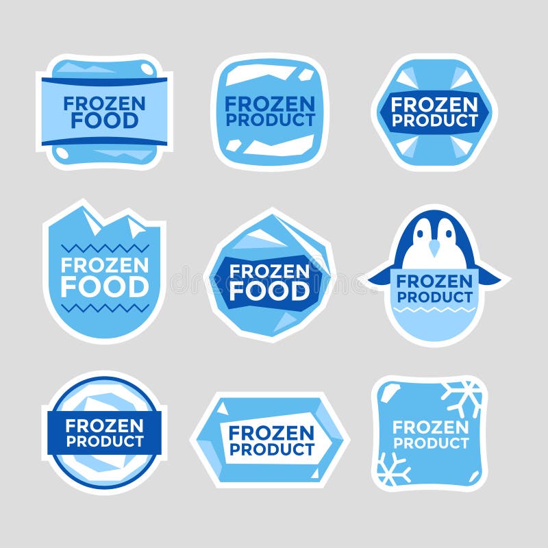 Set of Label Templates Frozen Food Product Hand Drawn Vector ...