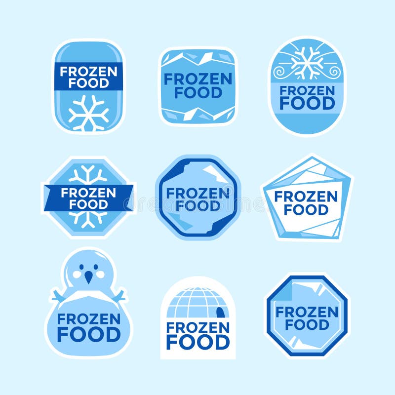 Set of Label Templates Frozen Food Product Hand Drawn Vector ...