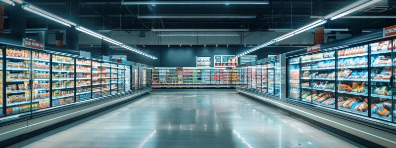 Frozen Food Aisle in Modern Grocery Store with Glass Doors Stock Image ... Frozen Food Aisle in Modern Grocery Store with Glass Doors Stock Image ...