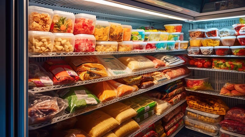 Frozen Food in the Freezer. Generative Ai Stock Illustration ...