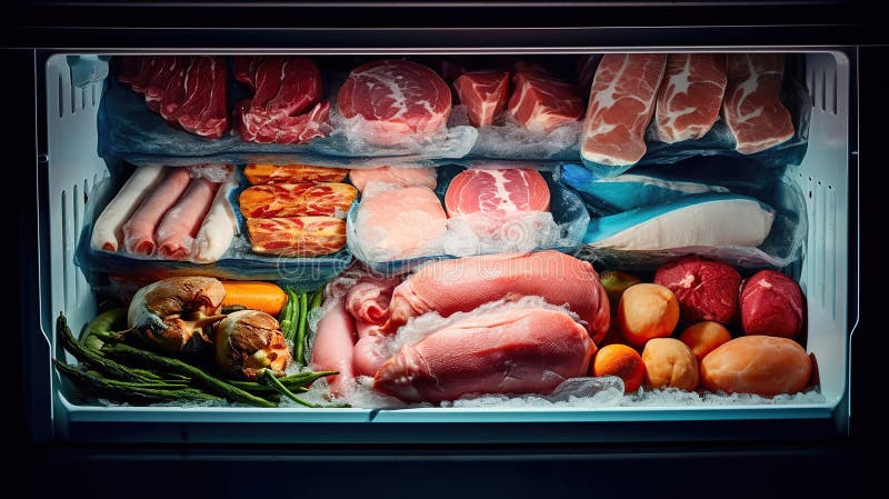 Frozen Food in the Freezer. Generative Ai Stock Illustration ...