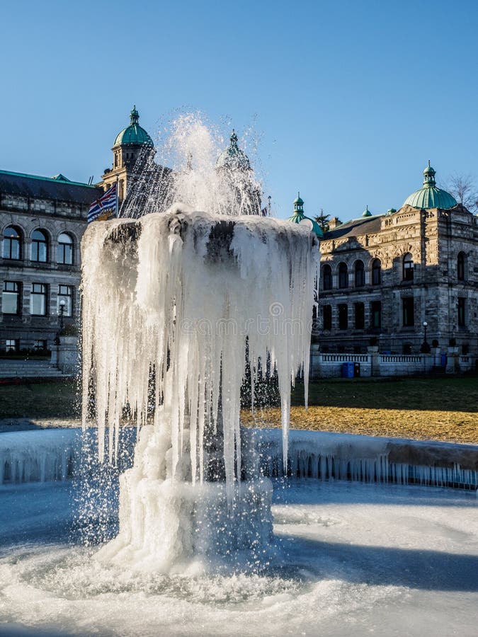 Frozen Fountain Splashing the Water Stock Image - Image of color ...