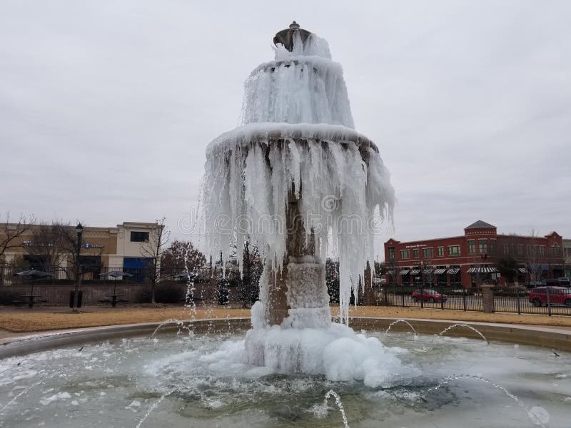 Frozen fountain stock photo. Image of sculpture, tree - 186442932
