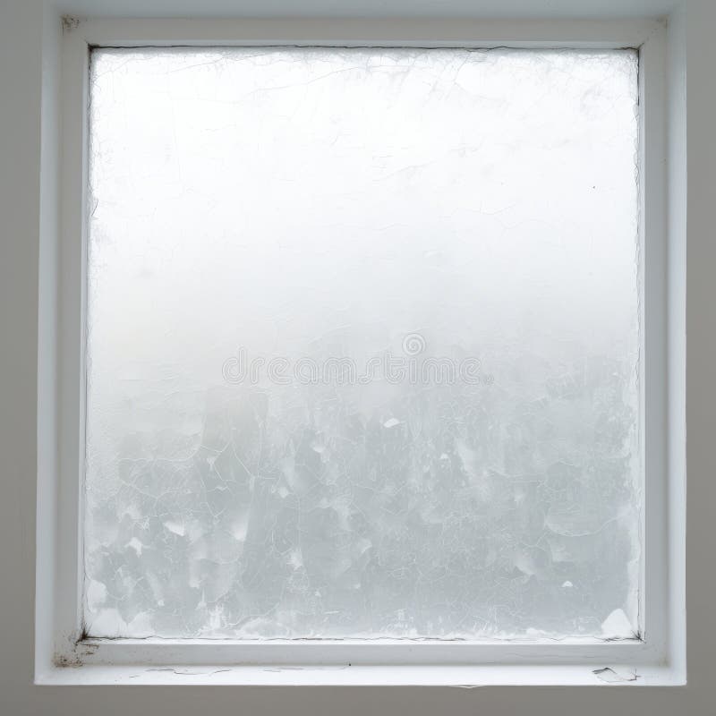 Frozen Frame Window with Shiny Bumpy Texture on Solid White Background ...