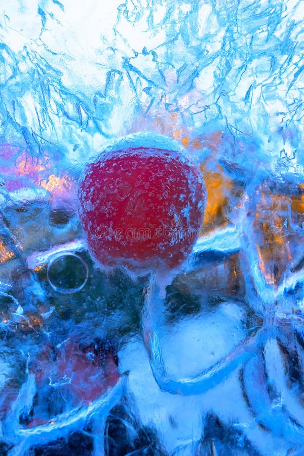 Frozen fresh apples in ice stock image. Image of natural - 166402337
