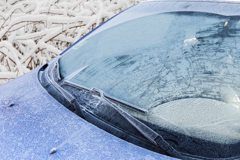 Frozen Front Windshield of Car Stock Image - Image of blue, metal: 46945981