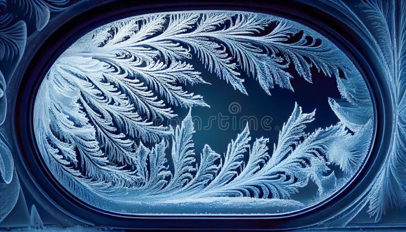 Frozen Frost Patterns on Glass. Generative AI Stock Illustration ...