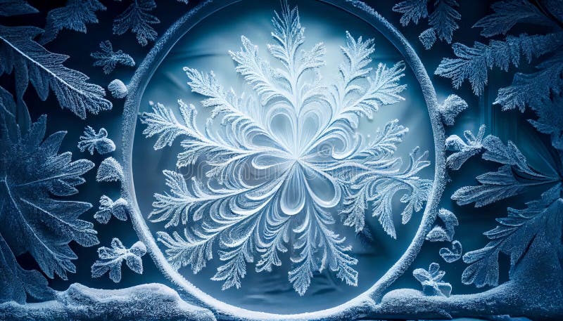 Frozen Frost Patterns on Glass. Generative AI Stock Image - Image of ...