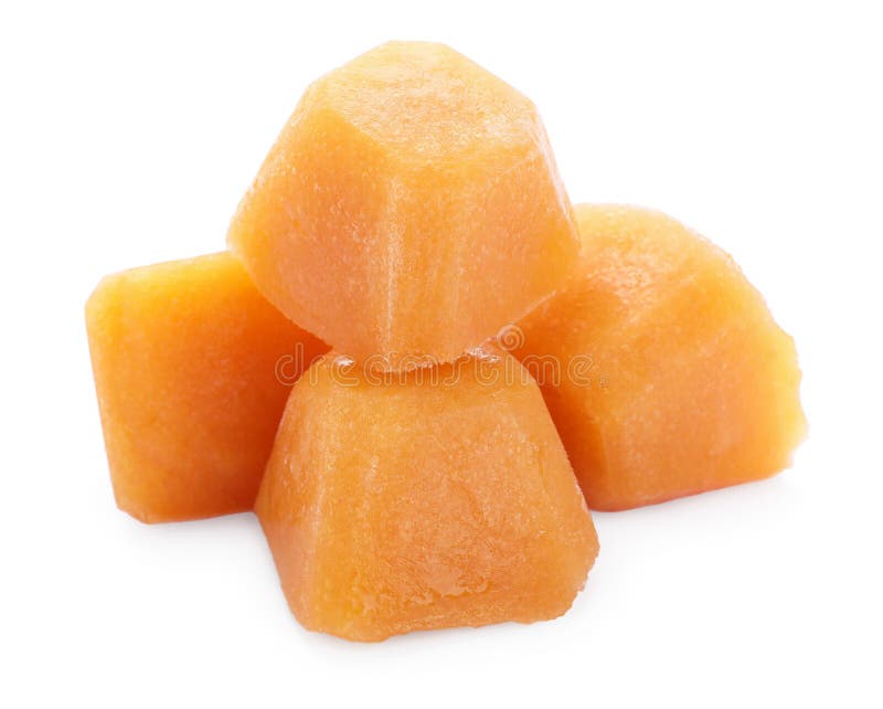 Frozen Fruit Puree Cubes on White Background Stock Image - Image of ...