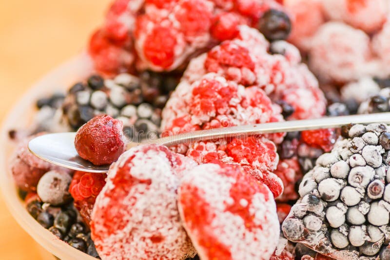 Frozen fruits stock image. Image of strawberry, black - 97879017