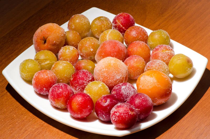 Frozen fruits stock photo. Image of cherry, fruit, plate - 65671914