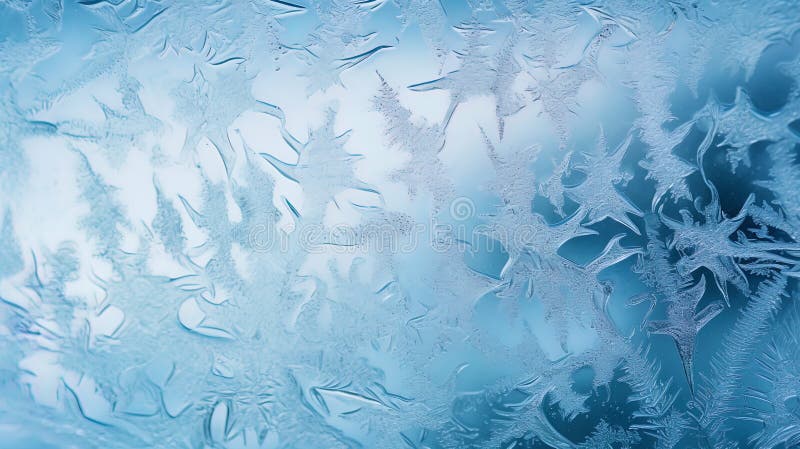 Frozen Glass with Crystal Patterns and Bluish Shades Stock Illustration ...
