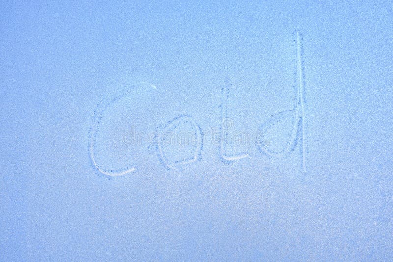 Inscription Frost on Frosted Glass, Cold Season Stock Photo - Image of ...