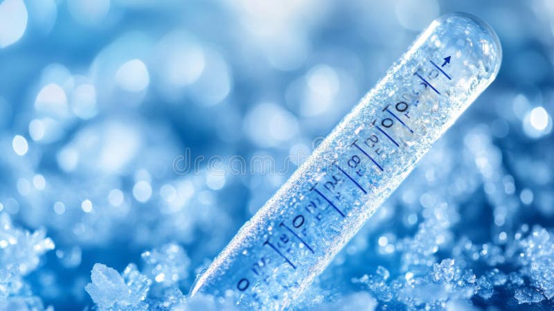Frozen Glass Tube Sample in Ice Crystals Stock Illustration ...