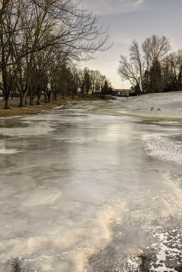 A frozen golf course stock image. Image of frozen, green - 12426127