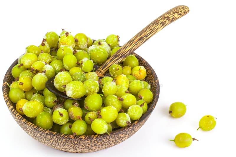 Frozen Gooseberries on White Stock Image - Image of closeup, green ...