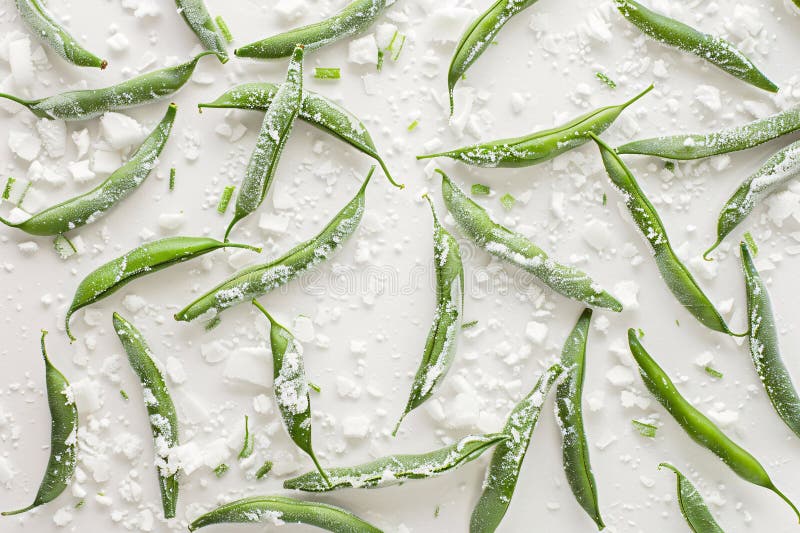 Frozen Green Beans with Ice Stock Illustration - Illustration of ...
