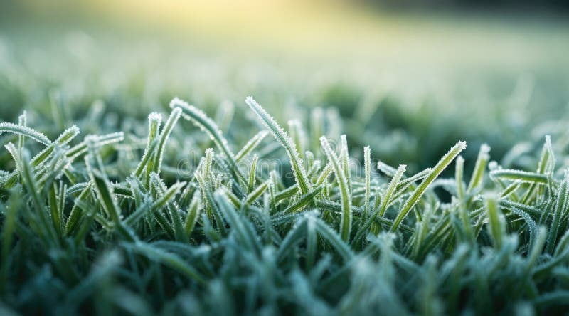 Frozen Green Grass, Grass Covered with Frost in Winter Stock ...