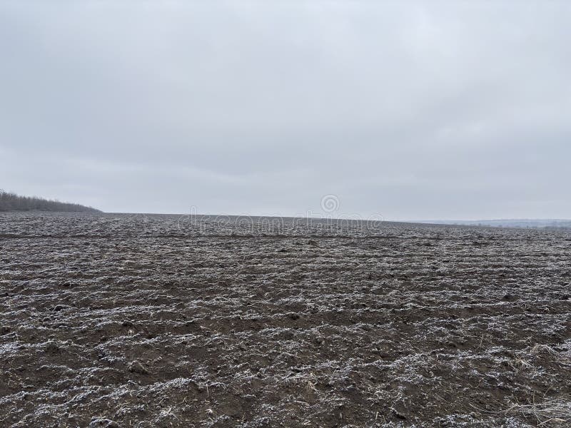 Frozen Ground Field Light Snow Lies Black Stock Photos - Free & Royalty ...