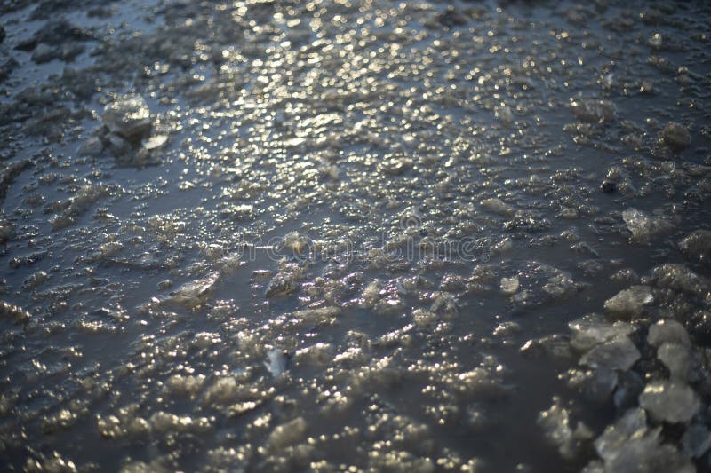 Frozen Ground. Ice on the Road Stock Image - Image of black, cold ...