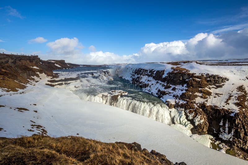 Frozen Gullfoss Waterfall, Iceland Stock Photo - Image of destination ...