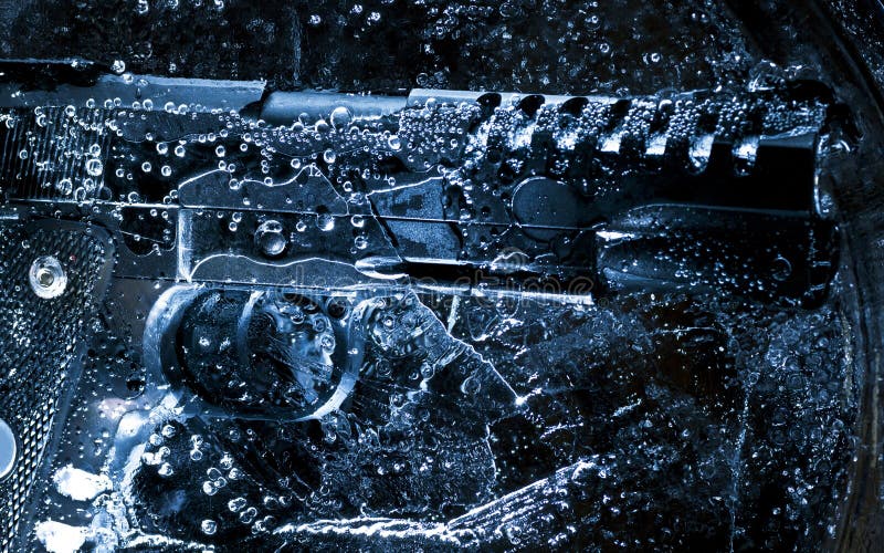Frozen gun in ice stock image. Image of attention, peace - 68198805