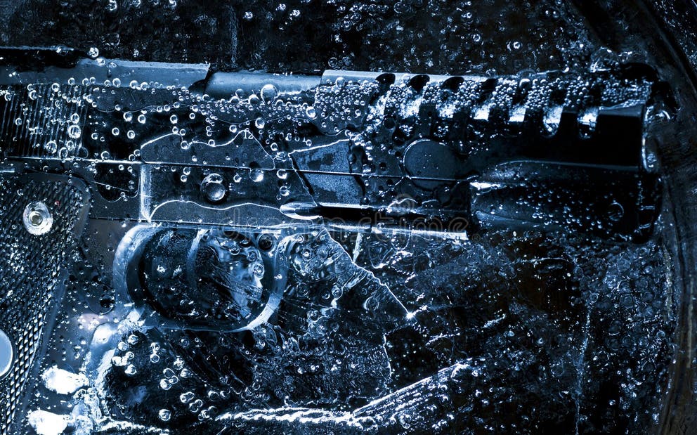 Frozen gun in ice stock image. Image of attention, peace - 68198805