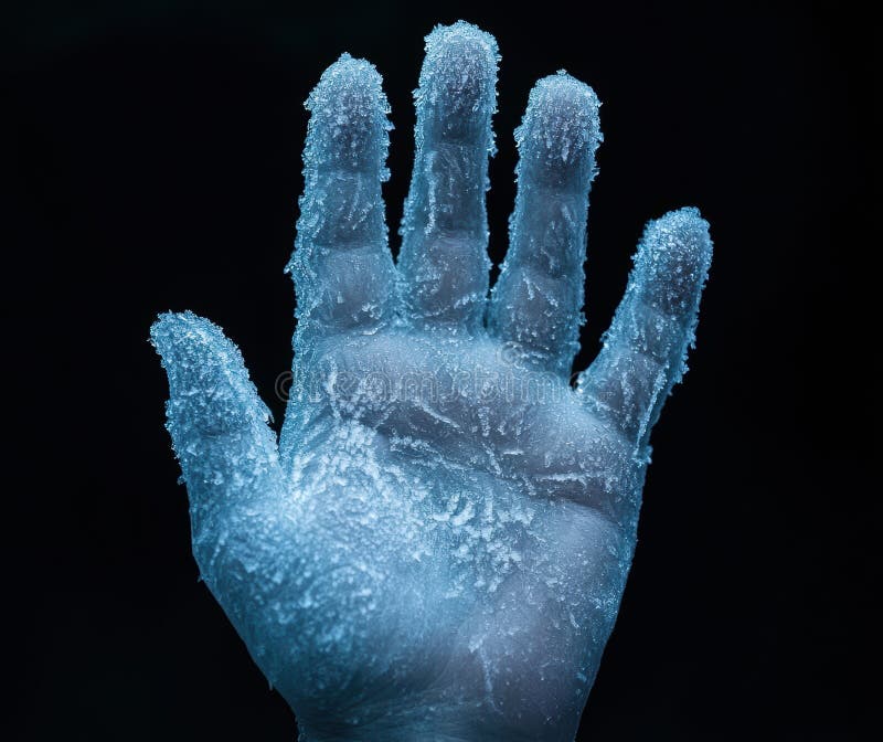 Frozen hand in the cold stock illustration. Illustration of closeup ...