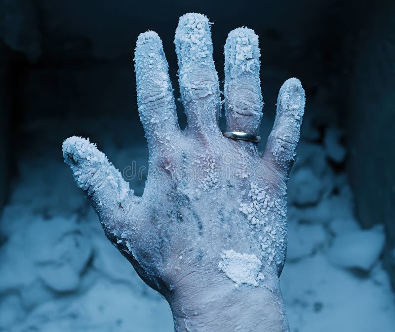 Frozen hand in the snow stock illustration. Illustration of outdoors ...