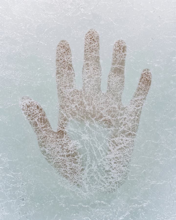 Frozen handprint on ice stock illustration. Illustration of minimalist ...