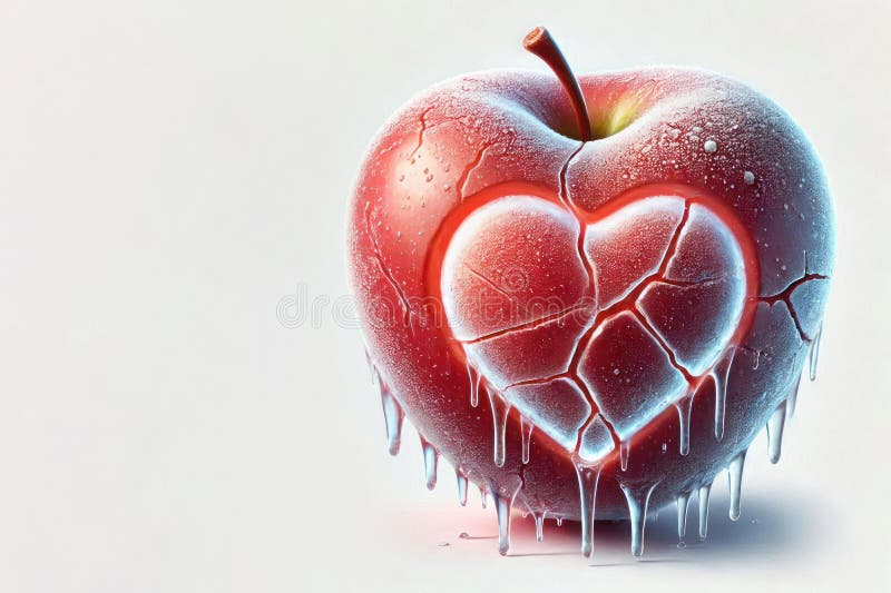 Frozen Heart Depicted on a Red Apple. Space for Text. Stock Photo ...