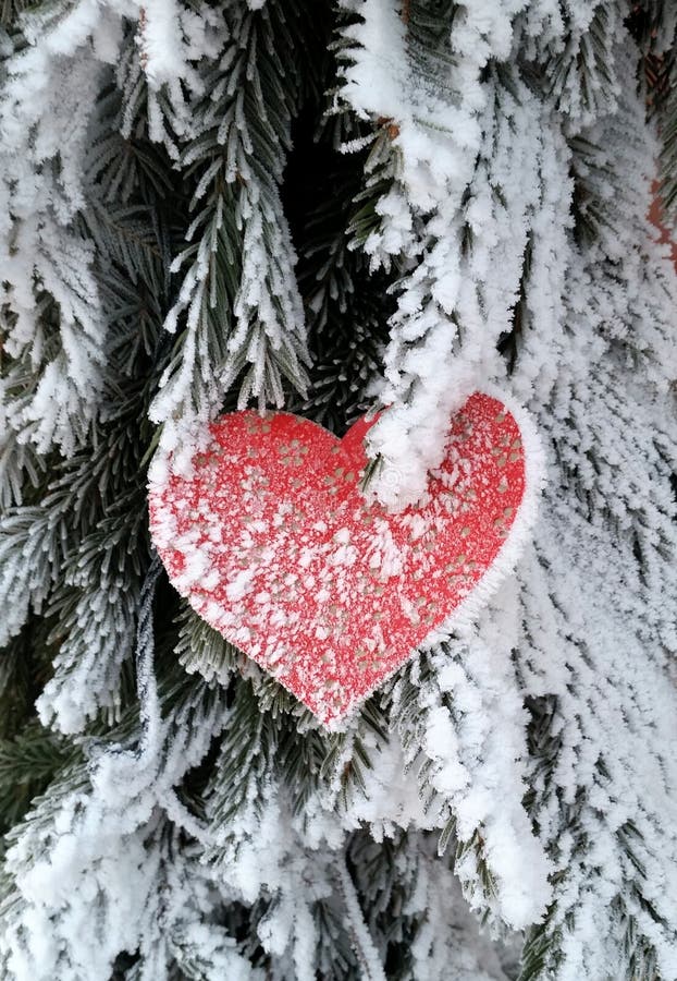 Ice Frozen Heart Symbol of Blue Color Close-up Glowing in Blue Cold ...