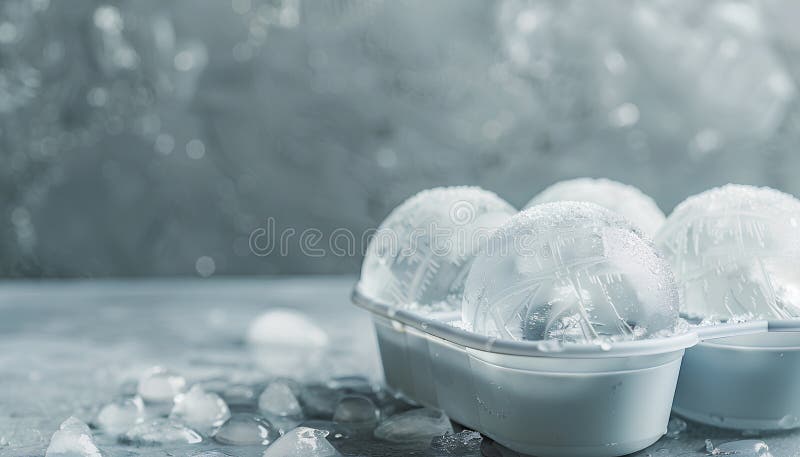 Frozen Ice Balls in Mold on Grey Table Stock Photo - Image of freezer ...
