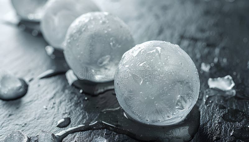 Frozen Ice Balls in Mold on Grey Table Stock Photo - Image of chilled ...