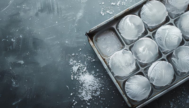 Frozen Ice Balls in Mold on Grey Table Stock Image - Image of plastic ...