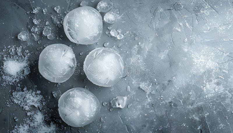 Frozen Ice Balls in Mold on Grey Table Stock Image - Image of adult ...