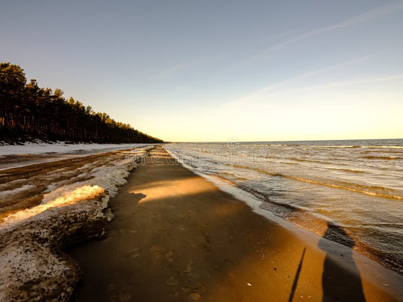 Frozen Ice Blocks on Sea Beach in Winter Stock Photo - Image of ...