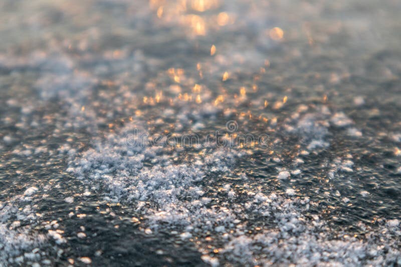 Frozen Ice Clear Lake Surface Sparkling in Sunset Stock Photo - Image ...