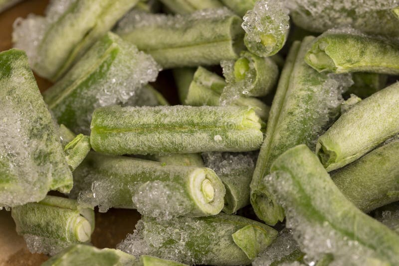 Frozen and Ice-covered Green Asparagus Beans Stock Image - Image of ...