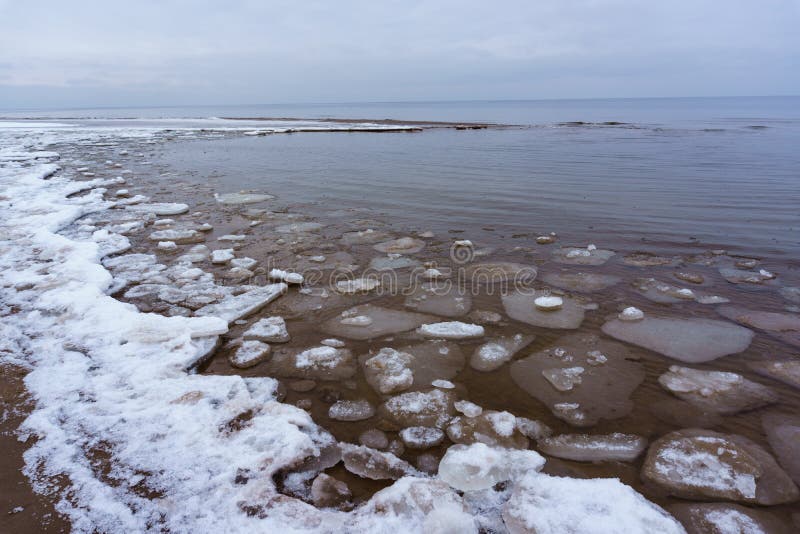 Frozen Ice Crystals on the Sea Beach Stock Image - Image of melted ...